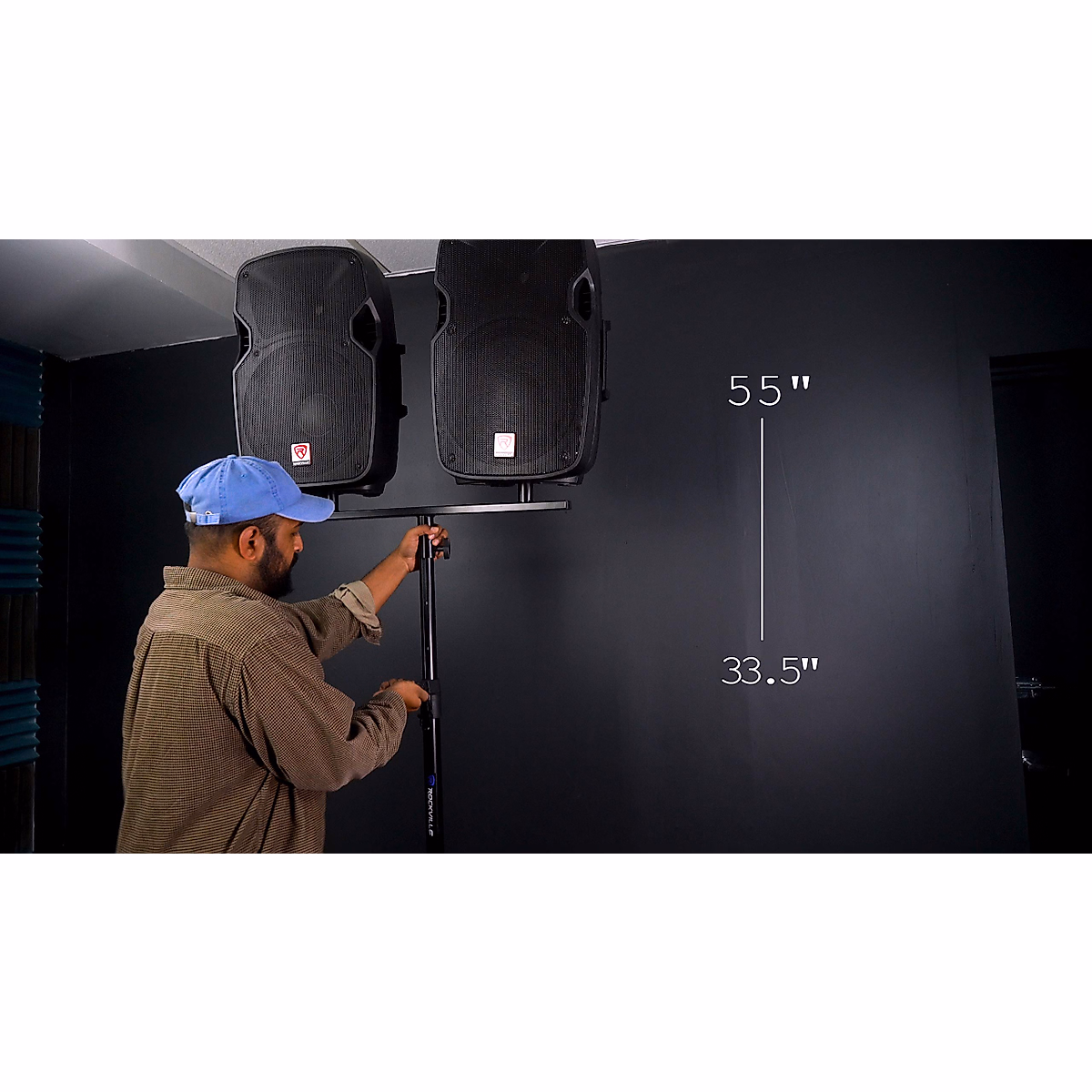 Rockville RSPAT M20 Threaded Subwoofer to Speaker Pole Mount Adjustable Stand