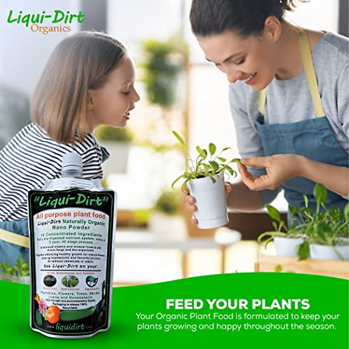 Liqui-Dirt Nano Powder All-Purpose Organic Complete Plant Food -18 Balanced Super Foods Blend of Vitamins Minerals Micro-Fungi and Bio-Organisms (50 Gallons)