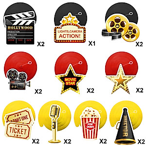 Movie Night Party Decorations Kit Now Showing Movie Theme Hanging Swirls Black Gold Foil Supplies for Bridal Shower Birthday Party Movie Night Party