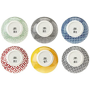 Certified International Soho All Purpose Porcelain Bowls, Set of 6, Multicolor
