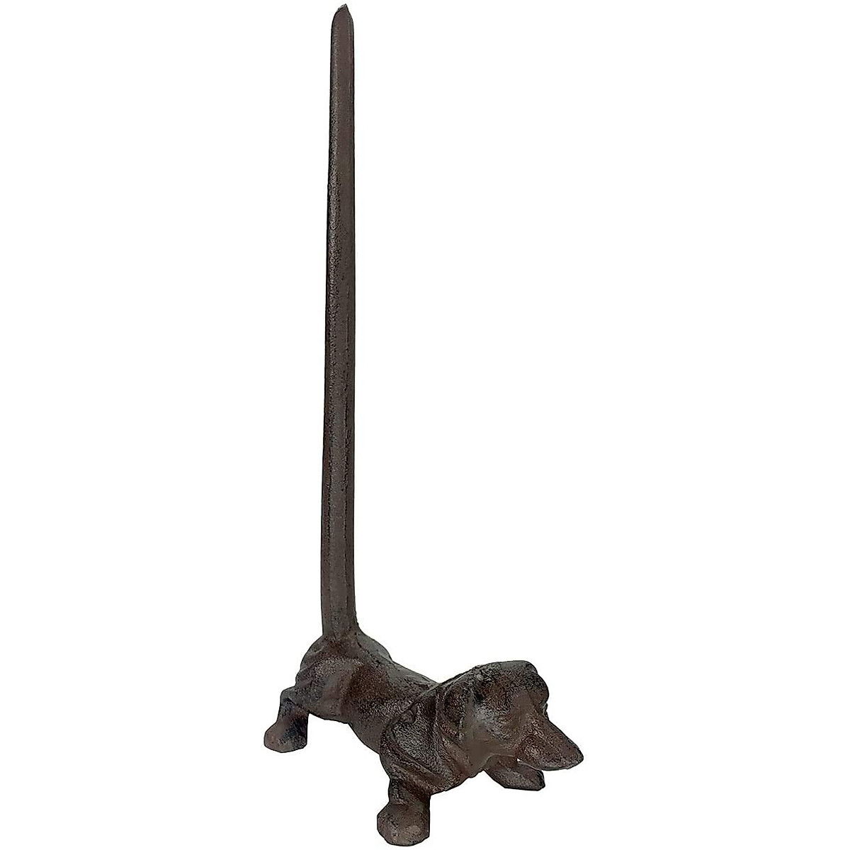 Brown Cast Iron Dachshund Dog Paper Towel Holder, 12 Inch