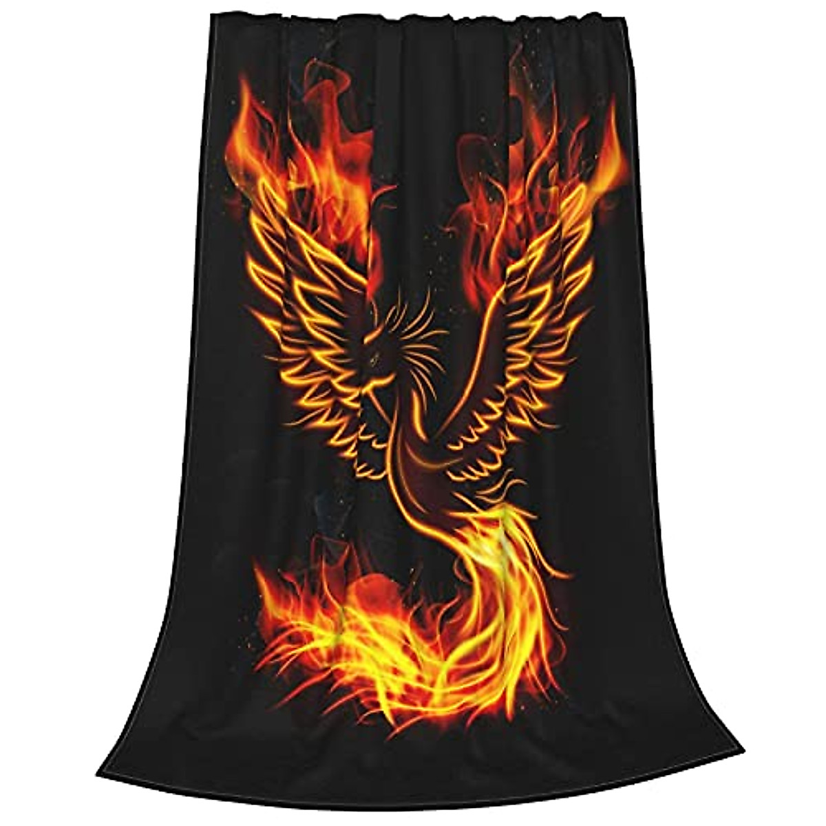 Fire Burning Rising Phoenix Bird Fleece Blanket Fuzzy Soft Plush Blanket for All Season Lightweight Throws for Couch Bed Sofa Office Gift 60"X50"