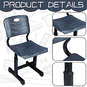 Kigley Student Chair Height Adjustable Chair with Pedestal Frame for School Classroom Office Computer Table Study(Gray, 2 Pcs)