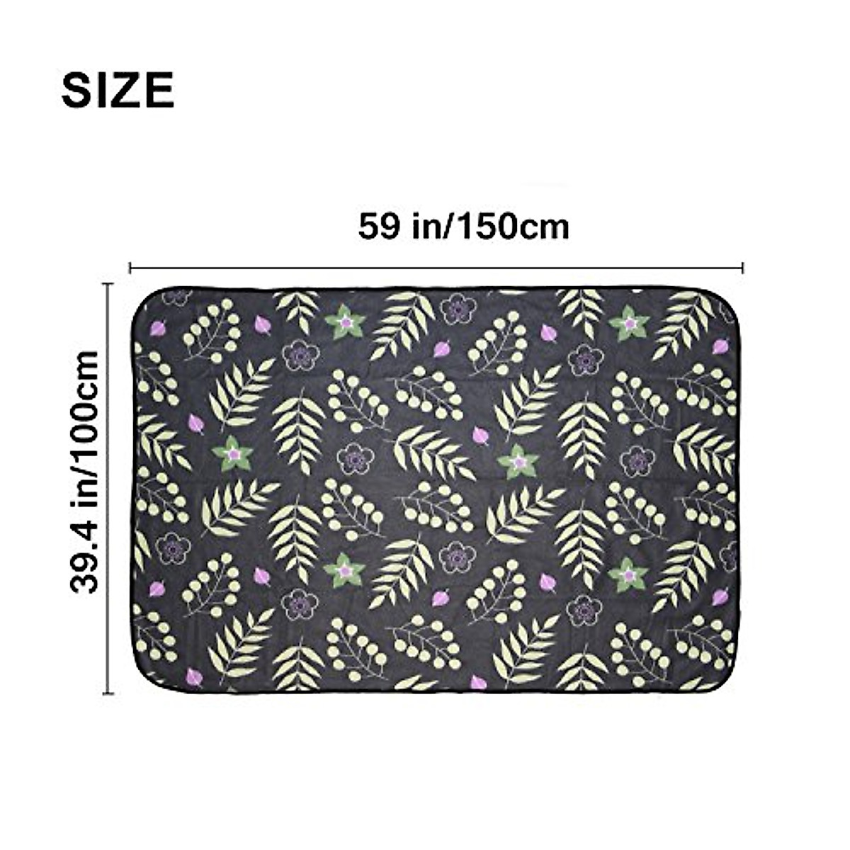 forestfish Portable Travel Blanket Airplane Compact with Bag, Fleece Throw Blanket Cozy Soft for Camping Train 60" x 40", Flower