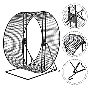 UKCOCO Hamster Exercise Wheel- Metal Hamster Wheel Hamster Running Wheel, Wire Mesh Gerbil Wheel Hamster Toy with Bracket, Silent Jogging Wheel for Hamsters Squirrel