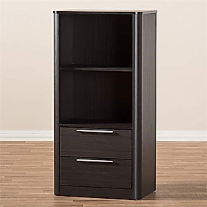 Baxton Studio Carlingford 2 Shelf Bookcase in Dark Brown