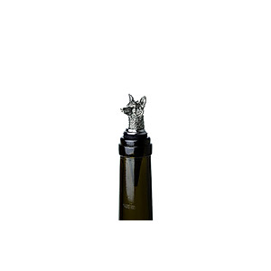 Rigeli Regent Stainless Steel 3-Piece Animal Stoppers Set (Trapezium Holder) Classic Design 3 Piece Wine Stopper Set, Bottle Stoppers with stand - Set of 3