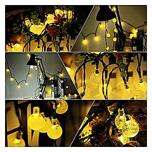 FOVKP Solar String Garden Lights, Crystal Ball Waterproof LED Fairy Lights, 8 Patterns Outdoor Solar Lights, Home, Garden, Party, Holiday Decoration Lighting (30LED)