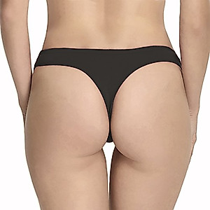 ANZERMIX Women's Breathable Cotton Thong Panties Pack of 6 (Black-6PK, Medium)