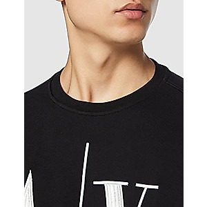 A|X ARMANI EXCHANGE mens Icon Project Embroidered Pullover Sweatshirt, Black, Small US