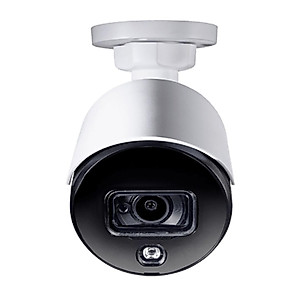 Lorex C881DA 4K Ultra HD Analog Active Deterrence Security Bullet Camera with Color Night Vision, 2.8mm, 135ft IR NV, IP67, White, (Only Camera) (Renewed)