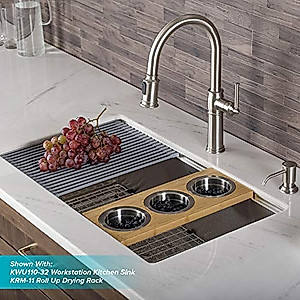 KRAUS Sellette Traditional Spot Free Stainless Steel Single Handle Pull-Down Kitchen Faucet with Deck Plate, KPF-1682SFS
