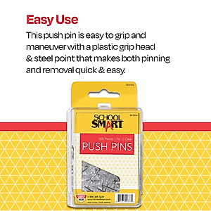 School Smart 003354 Clear Push Pin, 3/8" L (Pack of 100)