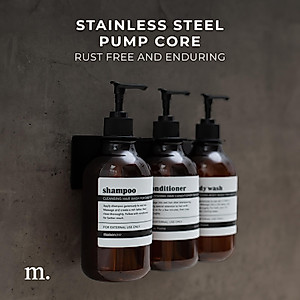 MaisoNovo Shampoo and Conditioner Dispenser - 3 Plastic Amber 3 Wall Mount Black - 3 Plastic Black 3 Wall Mount Black