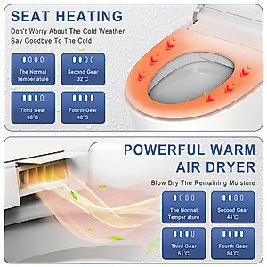 Smart Bidet Toilet Heated Tankless - LifeSky Elongated Auto Flush Built in Bidet Toilet - Luxury Smart Toilet for Bathroom