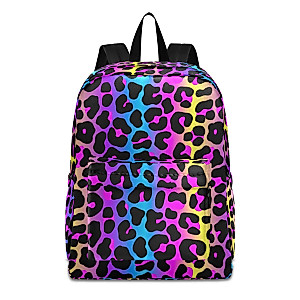 Backpack Travel Rucksack, Leopard Print Cheetah Neon Gradient Lightweight School Bag for Students Teens Girls Boys