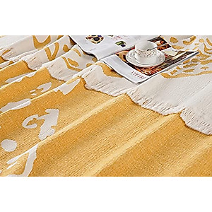 Downhome Cozy Soft Lightweight Throw Blanket for Couch, Cotton Chenille Blend Decorative Woven Knit Boho Throw Blanket,Yellow Leopard Pattern with Tassels