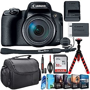 Canon PowerShot SX70 HS Digital Camera - 4K UHD Camera Bundle + 32gb Ultra Speed Memory + Photo/Video Editing Package & Black