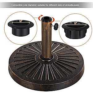 Topeakmart 30lbs Round Umbrella Base 18'' Heavy Duty Outdoor Umbrella Stand for Patio, Outdoor, Garden, Lawn - Bronze