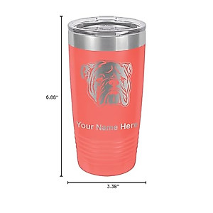 LaserGram 20oz Vacuum Insulated Tumbler Mug, Bulldog, Personalized Engraving Included (Coral)
