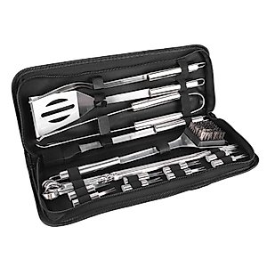 20pcs BBQ Grill Set Professional Stainless Steel Tongs Spatula Fork Brush Barbecue Tool Set for Outdoor Camping Travel