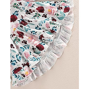 FoWear Baby Girl Clothes Ruffle Floral Top and Pants Toddler Baby Girl Clothes 3Pcs Fall Baby Girl Outfits Brown 18-24 Months