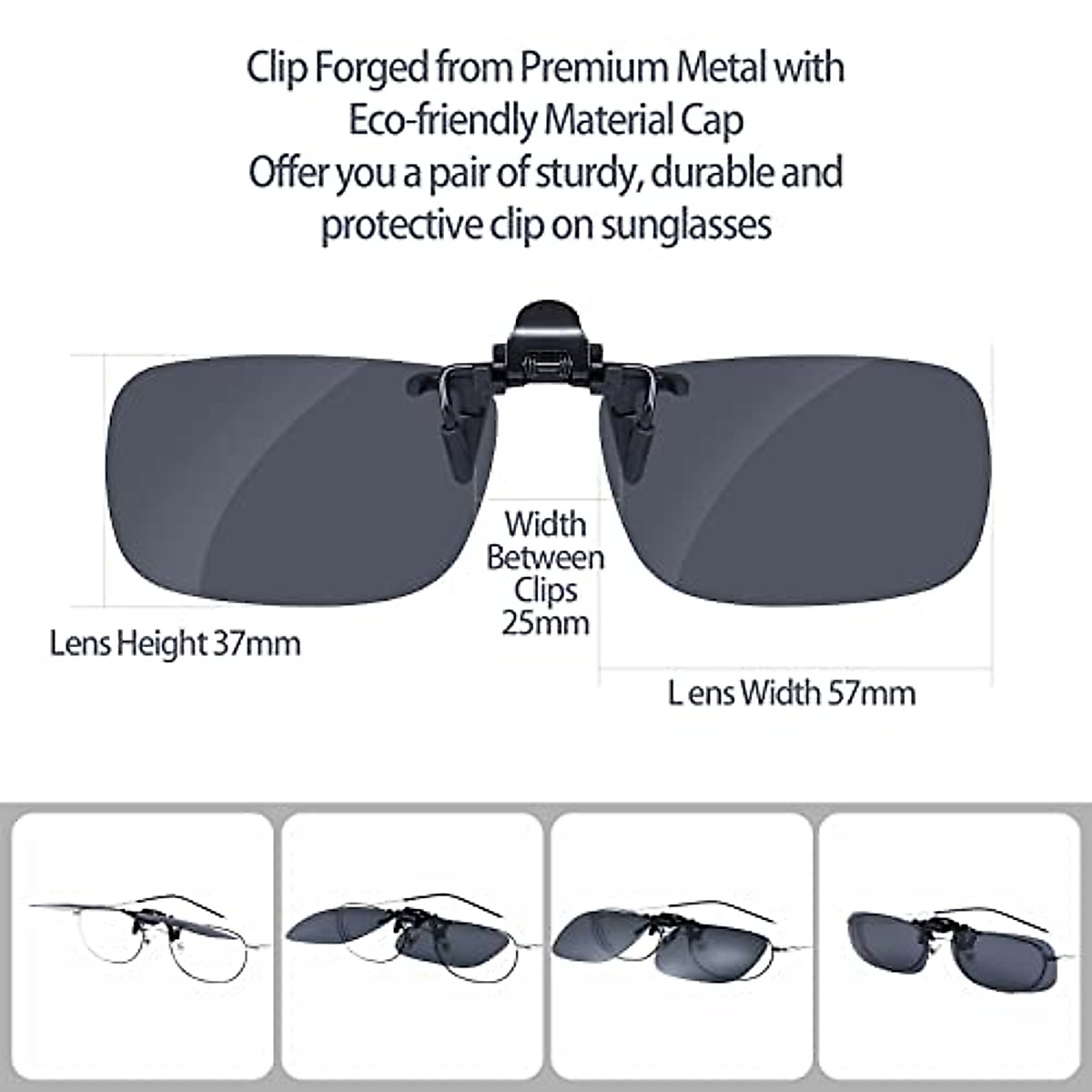 MVICRDU Clip on Sunglasses over Prescription Glasses for Men & Women Flip up Sunglasses Polarized UV Protection Lens CG3