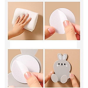YIKANGHENG 4 Pcs Self Adhesive Plug Hooks, 4 Color Rabbit Design Plastic Plug Organizer Wall Hooks (4)