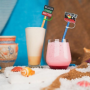 Silicone BLM Straw Cover - 13 Pack Cute Reusable Drinking Straw Caps Lids Dust-Proof Straw Plugs for Straw Tips for Home Kitchen Accessories (BLM Straw Cover)