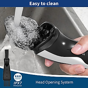 SweetLF Electric Razor for Men, 3 Blades, IPX7 Waterproof, USB Rechargeable, Wet & Dry Shaving, 4D Rotary Head, Pop-up Trimmer, SWS7105 [Upgrade], Black