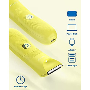 VIKICON Groin Hair Trimmer: Electric Body Shaver/Groomer for Ball &Pubic w/LED Light, Body Hair Grooming Trimmer Replaceable Ceramic Blade IPX7 Waterproof Wet/Dry, USB Charging Lightweight Male Razor