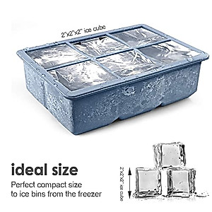 Excnorm Ice Cube Trays 3 Pack - Large Size Silicone Ice Cube Molds with Removable Lids Reusable and BPA Free for Whiskey, Cocktail, Stackable Flexible Safe Ice