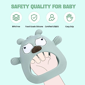 Teething Toys for Babies 0-6-12 Months, Baby Teether Never Drop Baby Teether for Teething Relief, Silicone Baby Hand Mittens with Sucking Need Pacifier, Baby Chew Toys for Breast Feeding (Green)