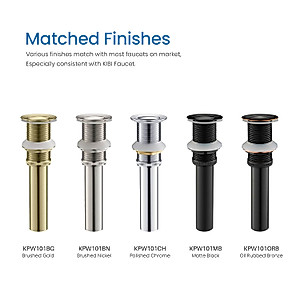 KIBI Bathroom Sink Pop Up Drain Without Overflow (Small Cover) | Lavatory Vanity Drain Stopper (Brushed Nickel) (KPW101)