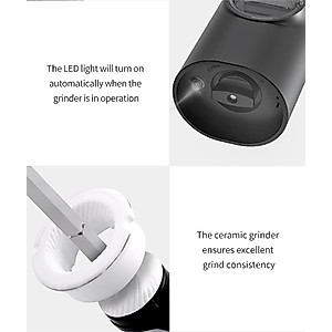 Electric Salt and Pepper Grinder Set, Rechargeable Powerful long Lasting Automatic Salt and Pepper Mill, Refillable Pepper Mill, Adjustable Coarseness, One Hand Operation By INKNA