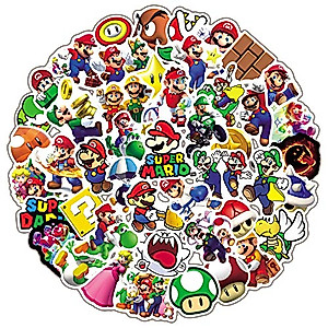 50Pcs Cartoon Mario Stickers for Kids，Cool Game Stickers Waterproof Vinyl Stickers for Water Bottle Laptop Luggage Skateboard Bike Decals (Mario)