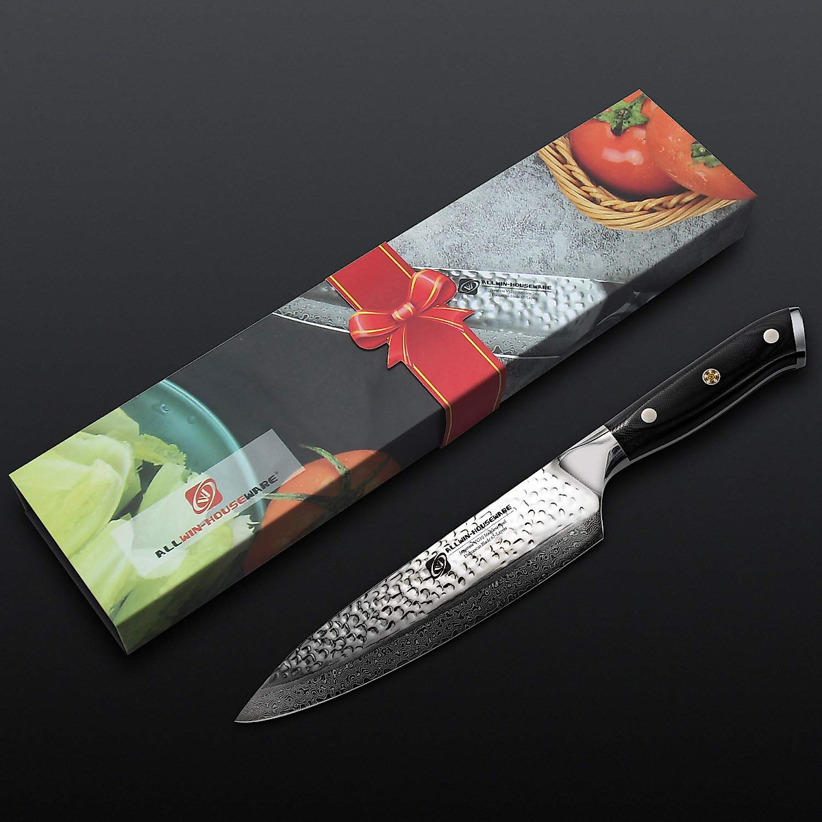 Premium 8 Inch Damascus Chef Knife, VG10 Super Steel 67 Layer High Carbon Stainless Steel Kitchen Knife with Full Tang Handle