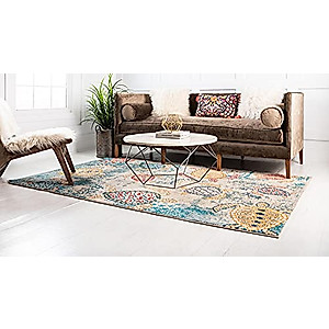 Unique Loom Positano Collection Coastal Modern Turtles Beige Area Rug (5' x 8')