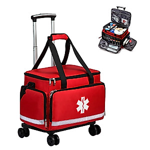 Medical Bag Rolling Roller Bag Trolley Duffel Nurses Emt Cna RN Empty for First Aid Responder Home Health Care Nursing Student Roll Duffle Bag Carry on with Wheels wheeled Work Physicians Doctor
