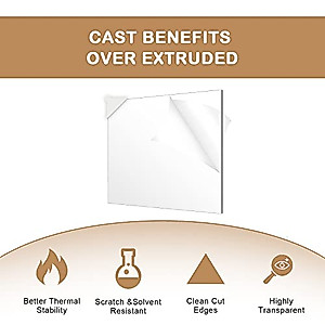 Clear Acrylic Plexiglass Sheet-1/4 Thick Cast - 12" x 16" (2 Pack)6mm Clear Acrylic Sheets for DIY, Signs and Crafts