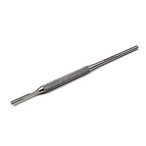 Scalpel Handle #3 Round Stainless Steel Knife, Blade Holder with Knurled Grip Fits Blades No 10-16 for Precise Cutting, Student Educational-Use Biology Labs, DIY Crafts, Model Making, Repairs + More