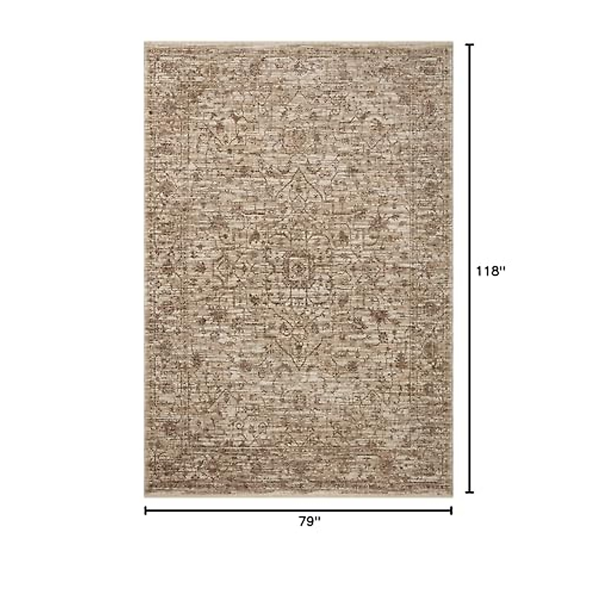 Loloi Sorrento Collection 6'-7" x 9'-10" Area Rug in Bark/Natural - Vintage Inspired Patterned Area Rug, Unique Area Rug for Living Room, Bedroom, Dining Area
