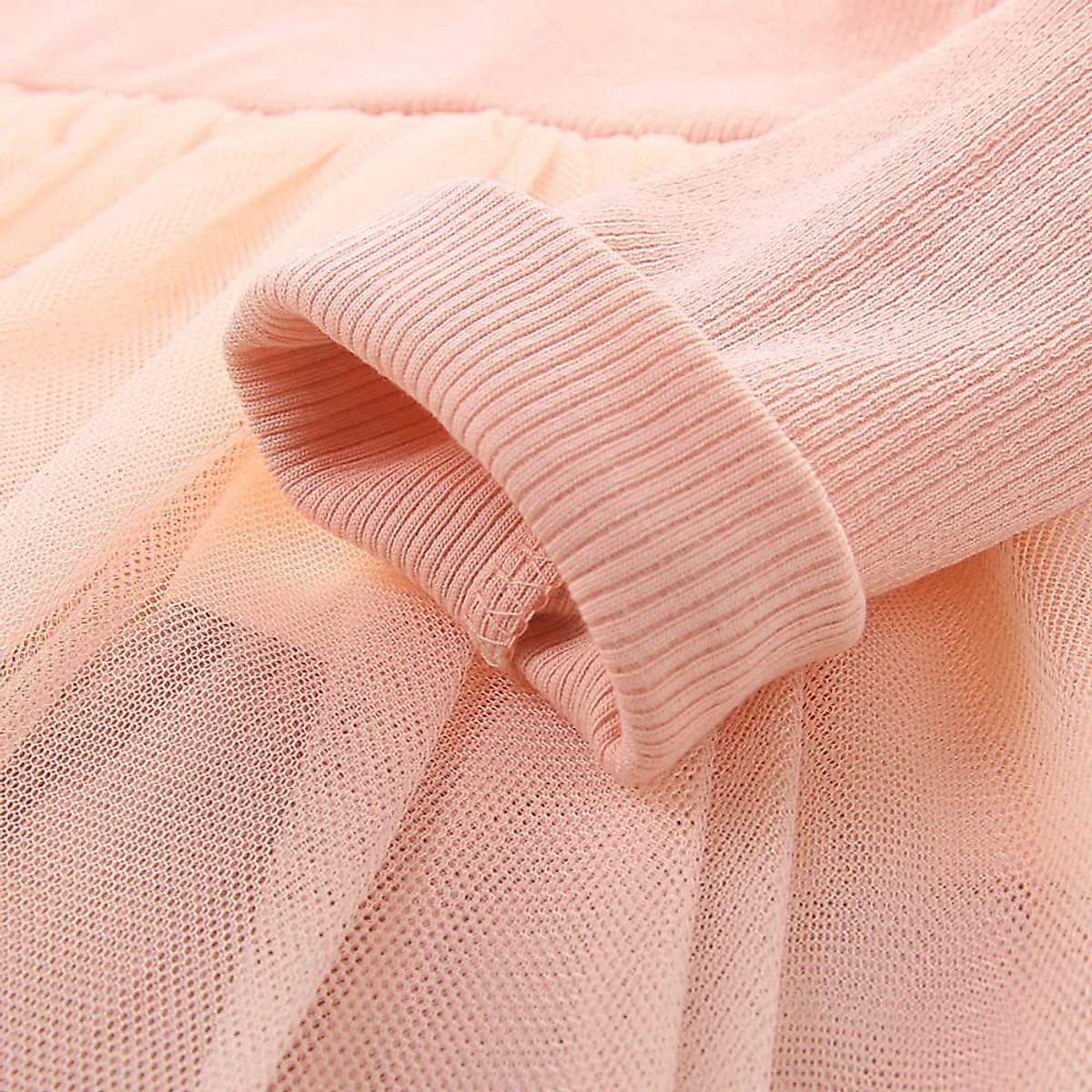 AGQT Baby Girls Tulle Tutu Dress Long Sleeve Multi-Layer Lace Dress Knit Round Neck Casual Dress Christmas Fall Winter Party Dresses Pink-Colorful Size 18-24 Months