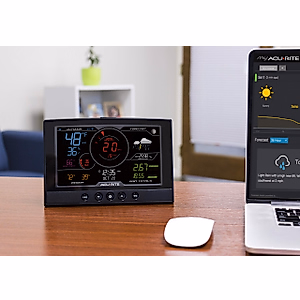 AcuRite Iris (5-in-1) Weather Station Display, Remote Monitoring of Temperature, Humidity, and Wind Speed/Direction (01544M) Wi-Fi Connection for Home (01544), Black