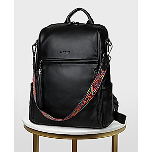 FADEON Leather Backpack Purse for Women Designer Travel Backpack Purses PU Fashion Ladies Shoulder Bag with Tassel Black