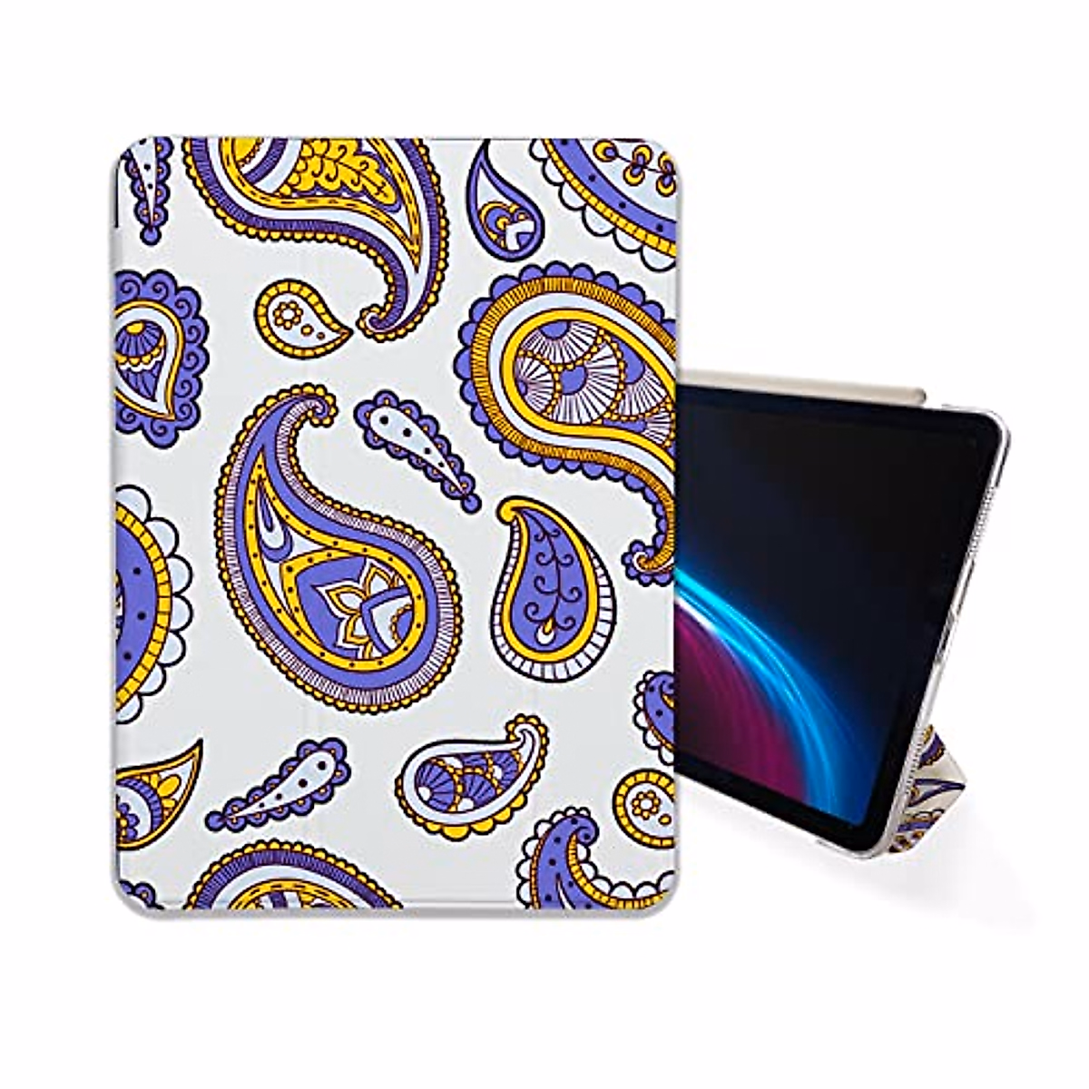 Abstract Purple Yellow Art case Compatible with iPad Mini Air Pro 7.9 8.3 9.7 10.2 10.9 11 12.9 inch Pattern Cover New 2022 2021 Trifold Stand 3 4 5 6 7 8 9 Generation 471 (11" Pro 1/2/3 gen)