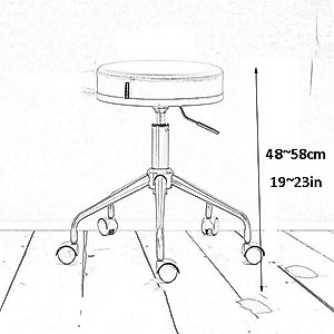 Adjustable Office Stool with Wheels，Saddle Chair Stool with Blue PU Synthetic Leather Seat，Adjustable Height 48-58 cm，Supported weight 160 Kg，Guitar Stools Chairsfor Clinic Dentist Spa Massage Salons