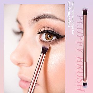 Perthlin 12 Pcs Eyeshadow Smudge Brush 2 in 1 Eyeshadow Brush Double Ended Concealer Brush Under Eye Small Soft Firm Pointed Foundation Makeup Applicator for Blending Eye Shadow Liner (Rose Gold)