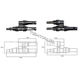 Tektrum UV-Resistant 1 Pair M/M/F and F/F/M Solar Panel PV Cable Branch Y Adapter Connector, T Splitter Coupler for Parallel Connection Between Solar Panels