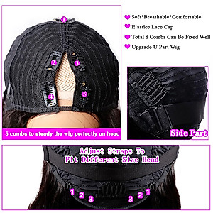 Xagujpo V Part Wig Human Hair Body Wave Wigs Upgrade U Part Wigs Brazilian Virgin Human Hair Wigs For Black Women Glueless Clip In Half Wig V Shape Wigs No Sew In 180% Density Natural Color 18inch